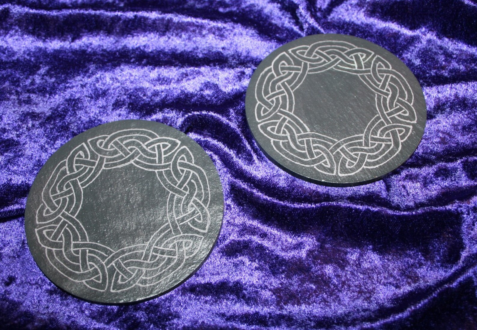 Celtic Border Coasters Slate Coaster Pair Boxed Pair of Hand Engraved ...