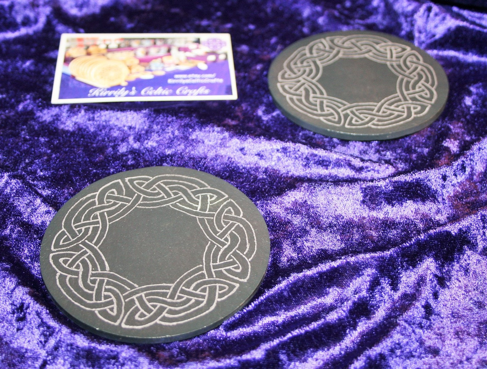 Celtic Border Coasters Slate Coaster Pair Boxed Pair of Hand Engraved ...