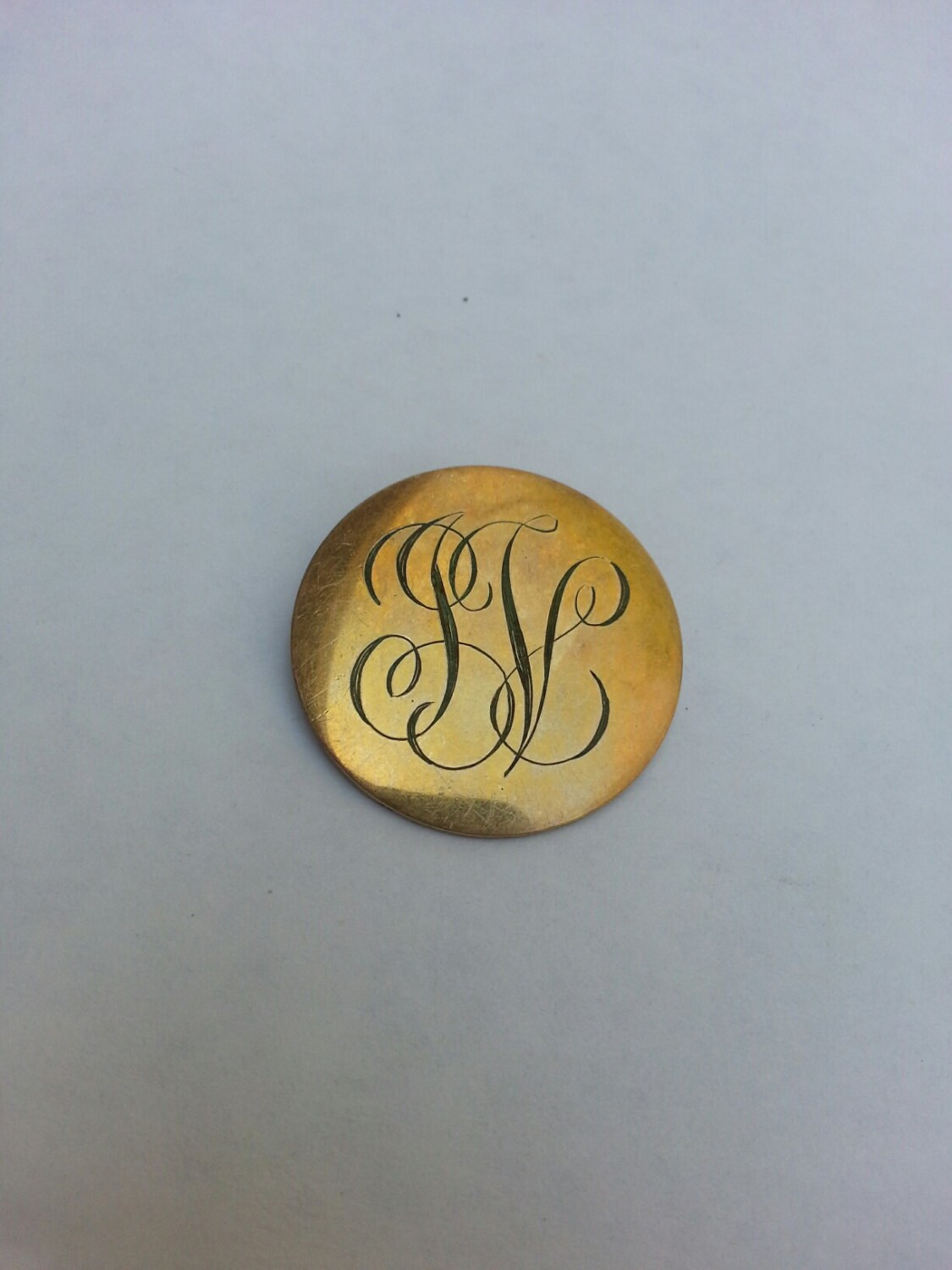 Gold Pin, Gold Circle Pin, 1950's, 12k Gold Filled, Round Pin, Initial ...