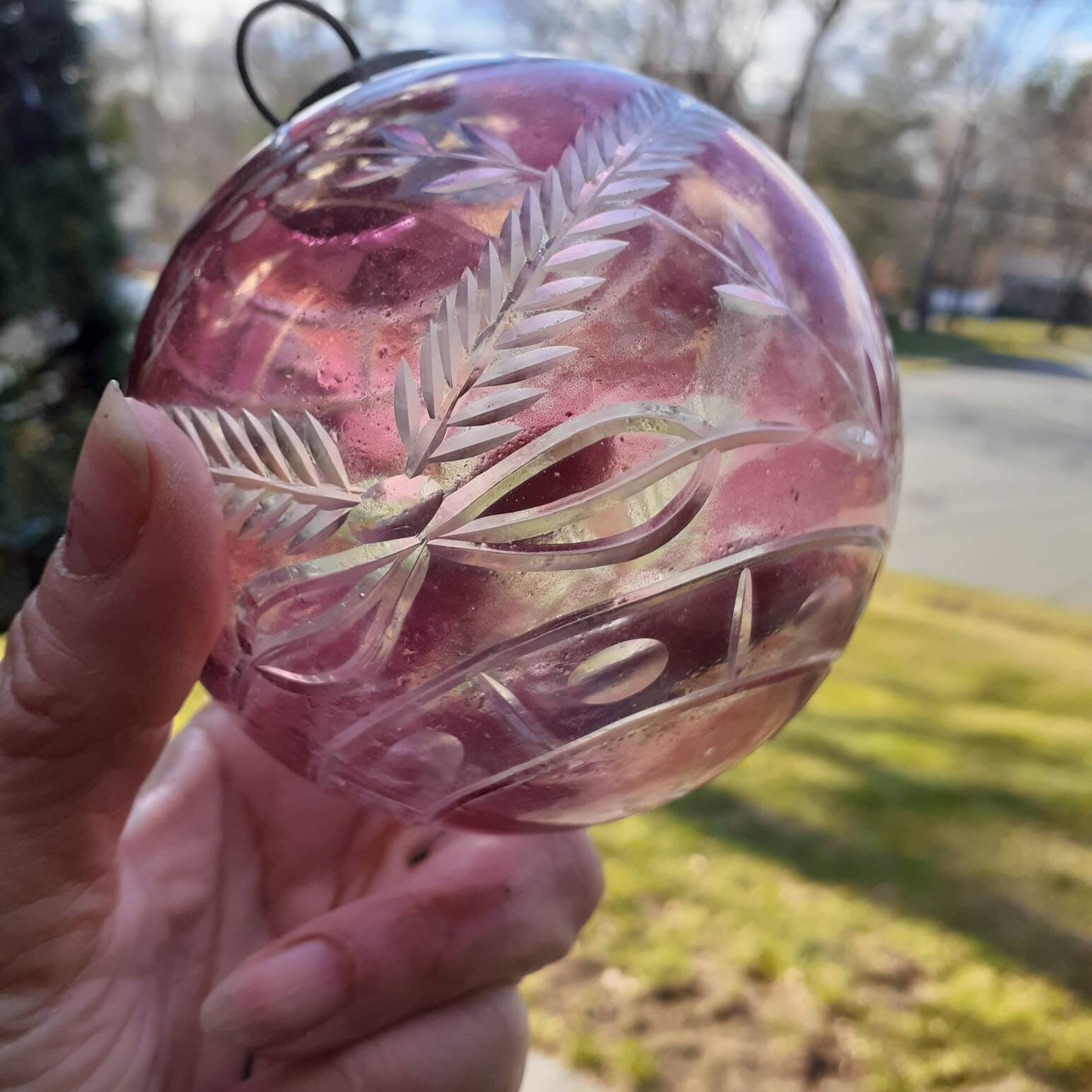 Cut Glass Large 4 3/4 Sphere With Metal Top - Etsy