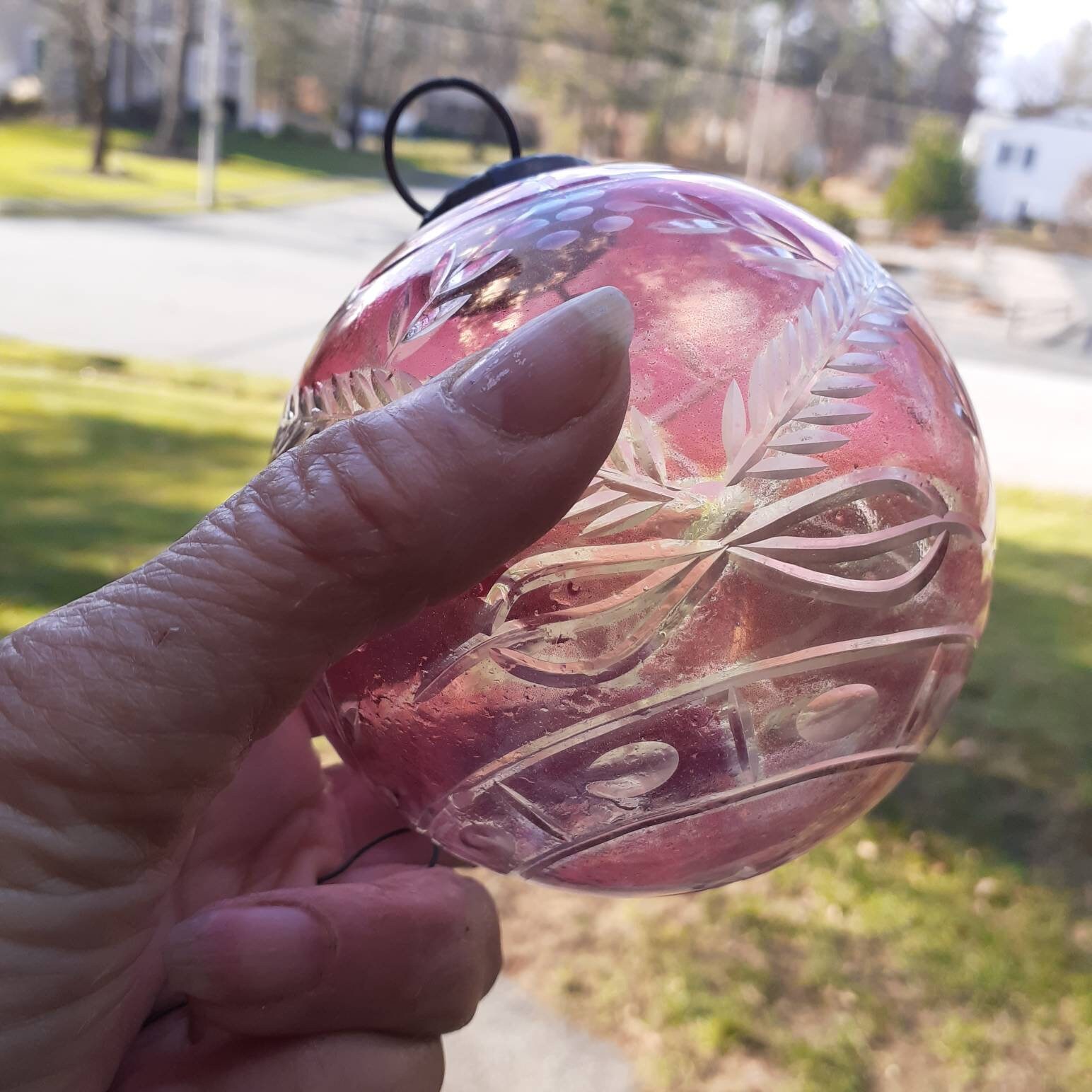 Cut Glass Large 4 3/4 Sphere With Metal Top - Etsy