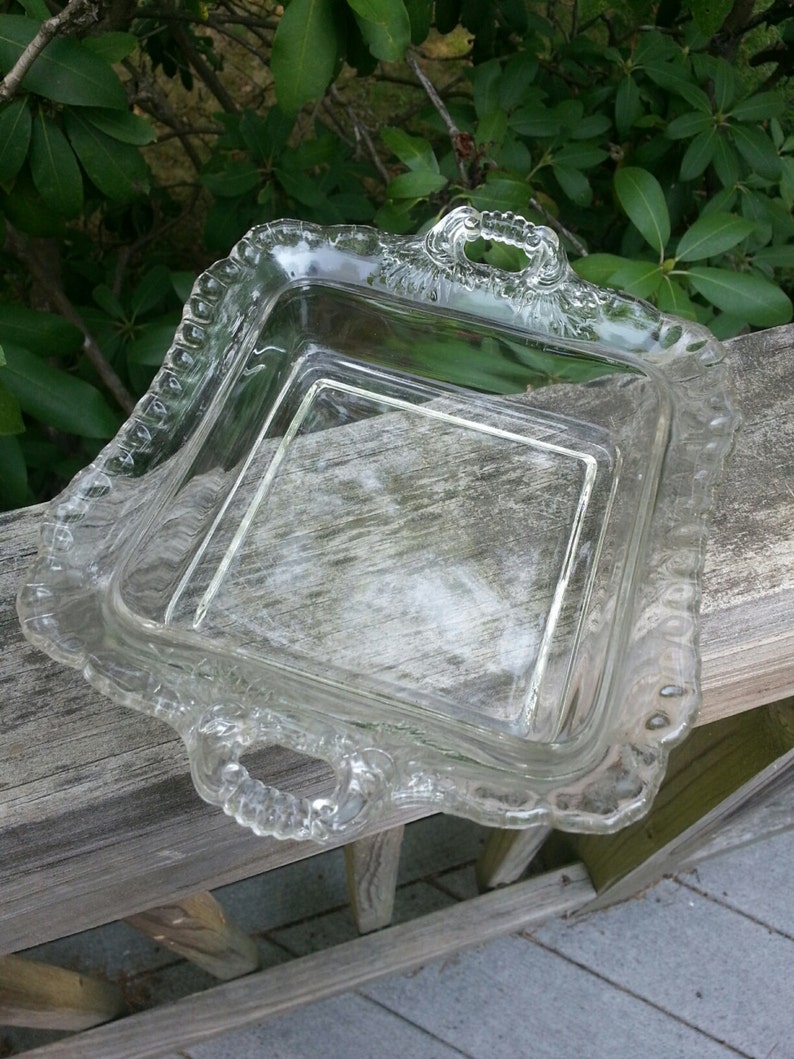 Glass Dish, Pressed Glass, Dish With Handles, Antique Glass, - Etsy