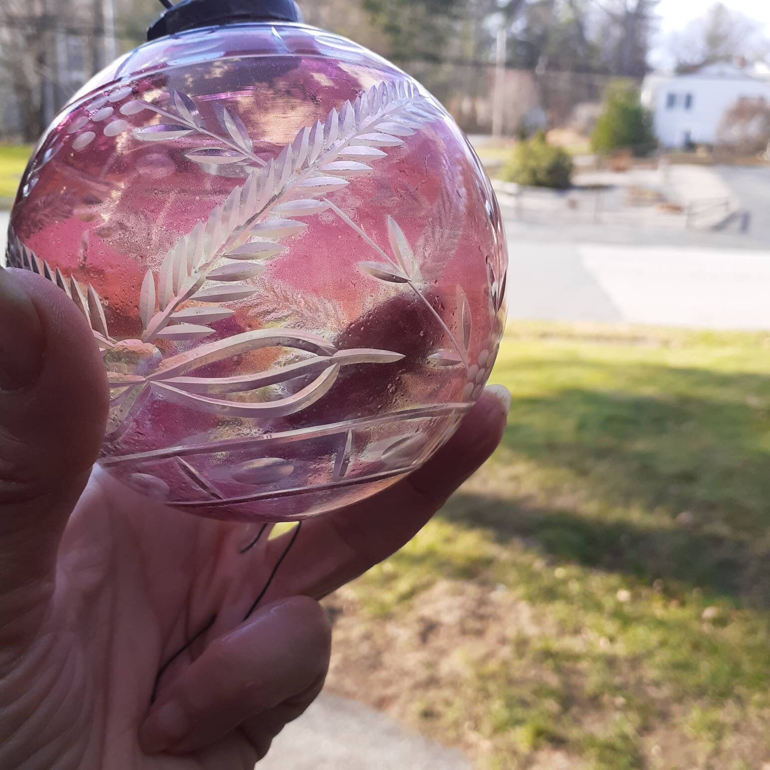 Cut Glass Large 4 3/4 Sphere With Metal Top - Etsy