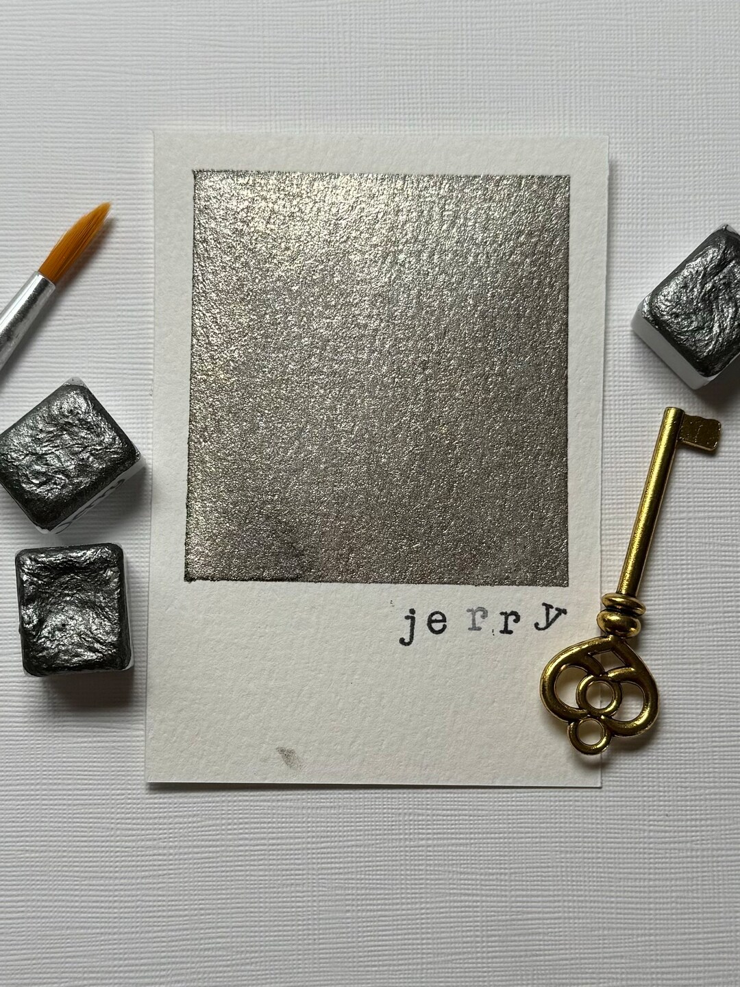 Jerry Shimmer Dark Grey Gray Watercolor Paint Half Pan for Calligraphy ...