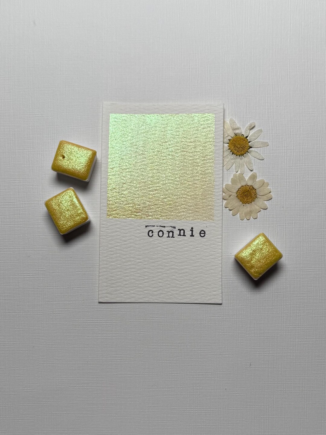 Connie Pale Yellow Sheer Glitter Shimmer Watercolor Paint Half Pan for ...