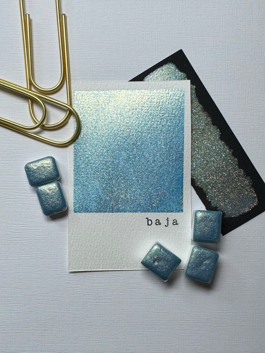 Baja Shimmer Blue Holographic Watercolor Paint Half Pan for Calligraphy ...