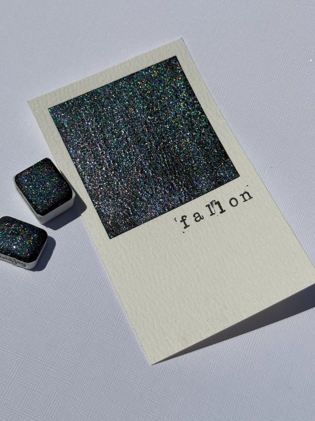 Fallon Shimmer Black Holographic Glitter Watercolor Paint Half Pan for ...