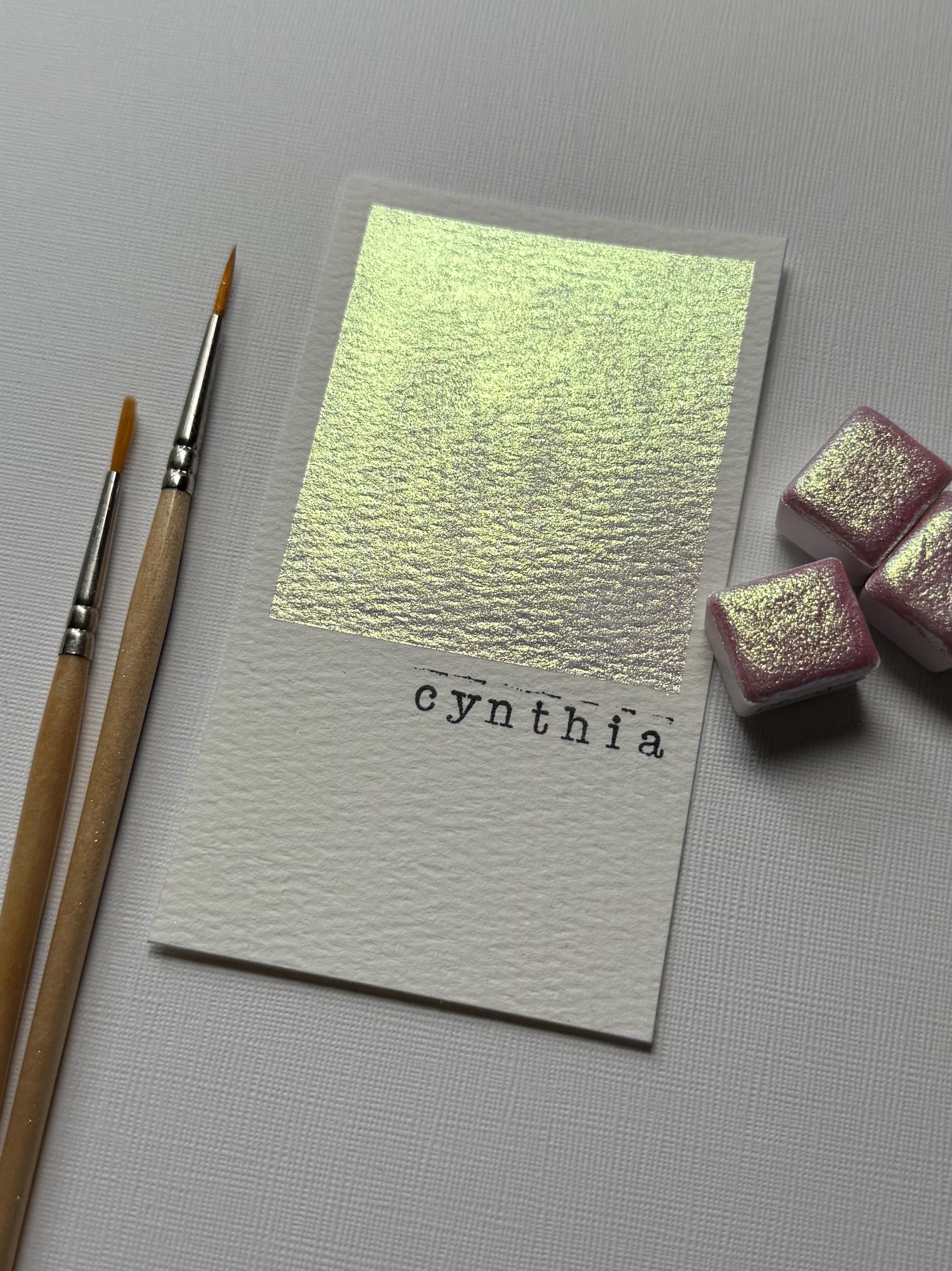 Cynthia Shimmer Glitter Pink Gold Colorshift Watercolor Paint Half Pan ...