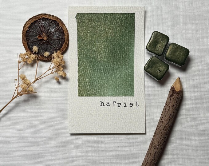 Harriet Satin Sparkle Green Watercolor Paint Half Pan for Calligraphy ...