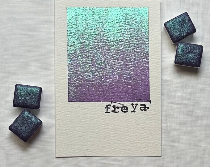 Freya Purple, Teal, Green Color Shift Watercolor Paint Half Pan for ...