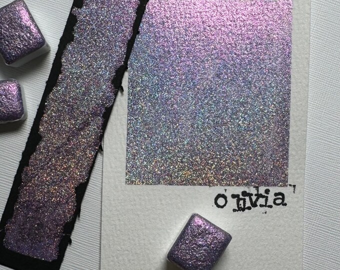 Olivia Holo Holographic Pink Watercolor Glitter Shimmer Paint Half Pan ...
