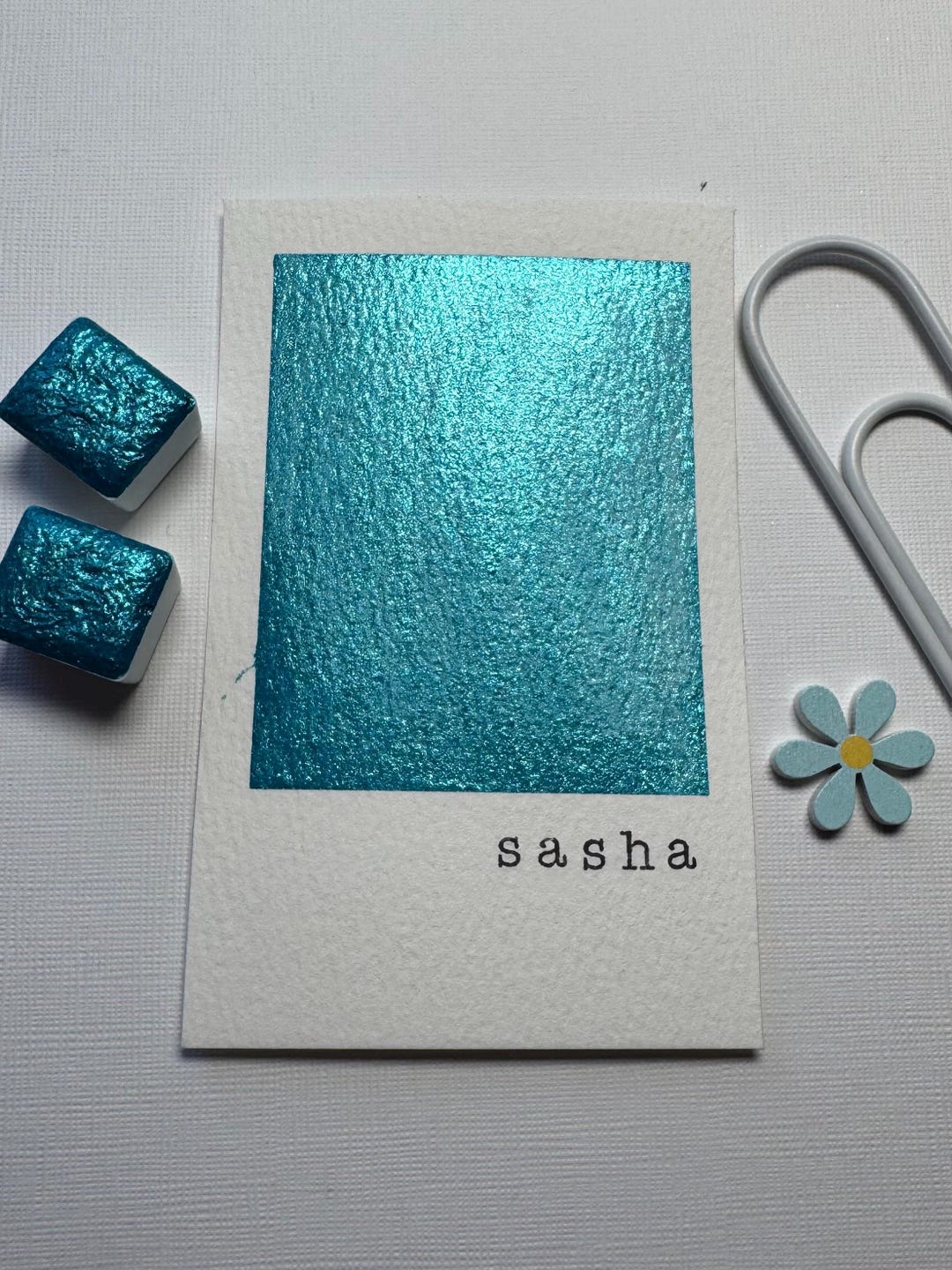 Sasha Teal Chunky Shimmer Watercolor Paint Half Pan for Calligraphy ...