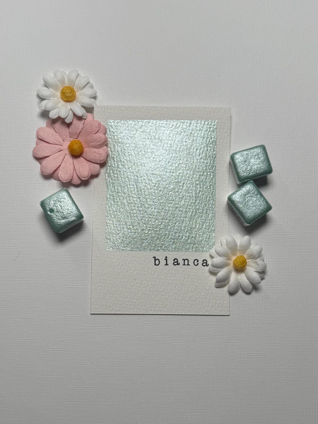 CLEARANCE Bianca Shimmer Mint Watercolor Paint Half Pan for Calligraphy ...