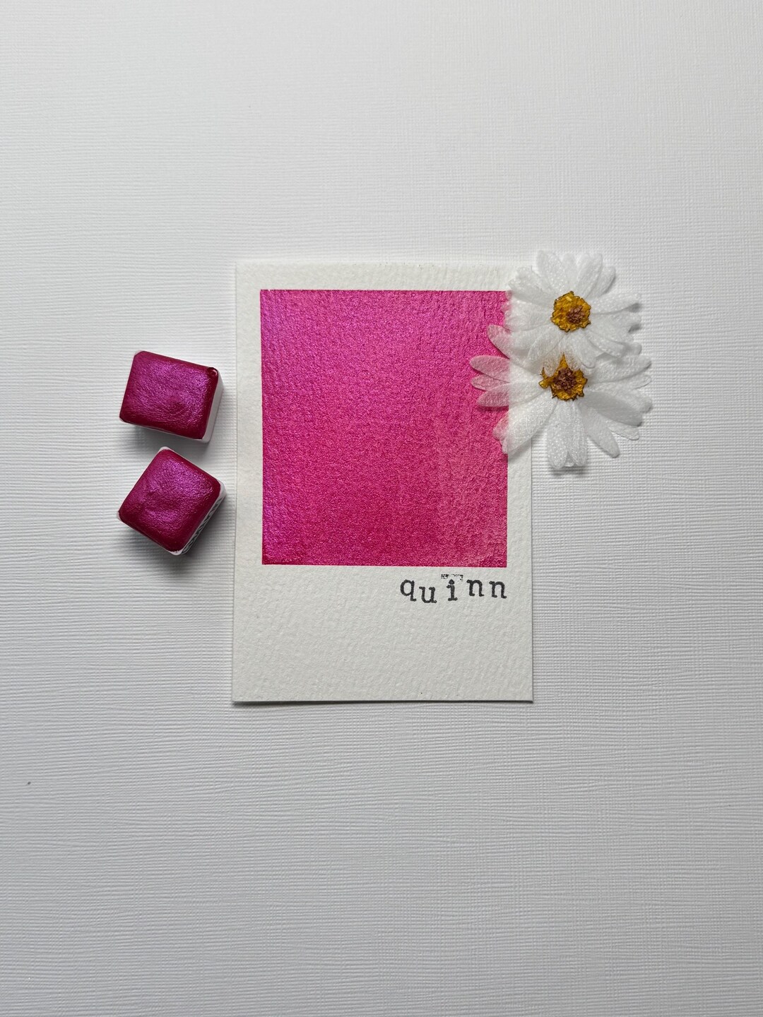Quinn Deep Pink Shimmer Satin Watercolor Paint Half Pan for Calligraphy ...