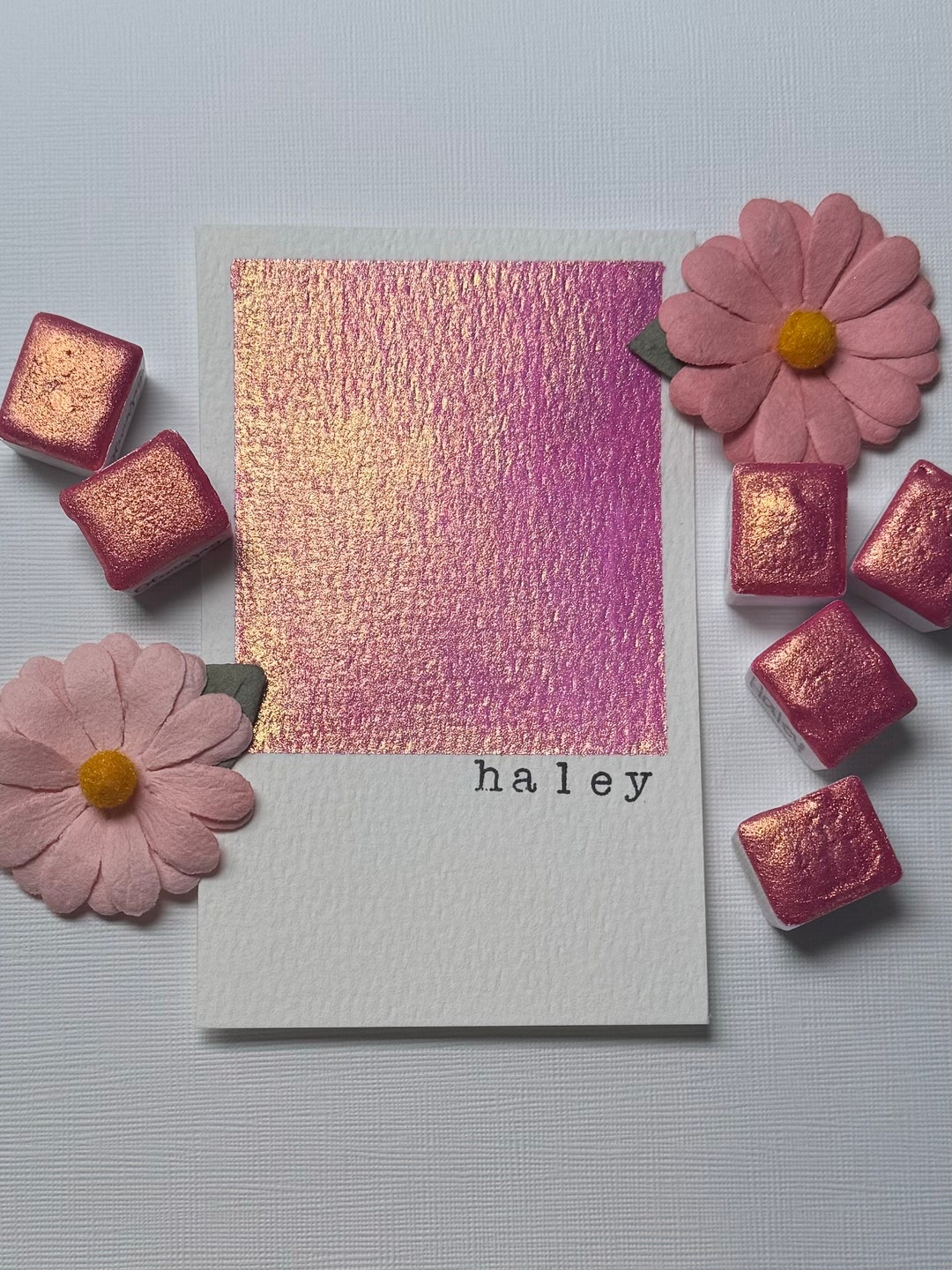Haley Super Sparkle Shimmer Pink Watercolor Paint Half Pan for ...