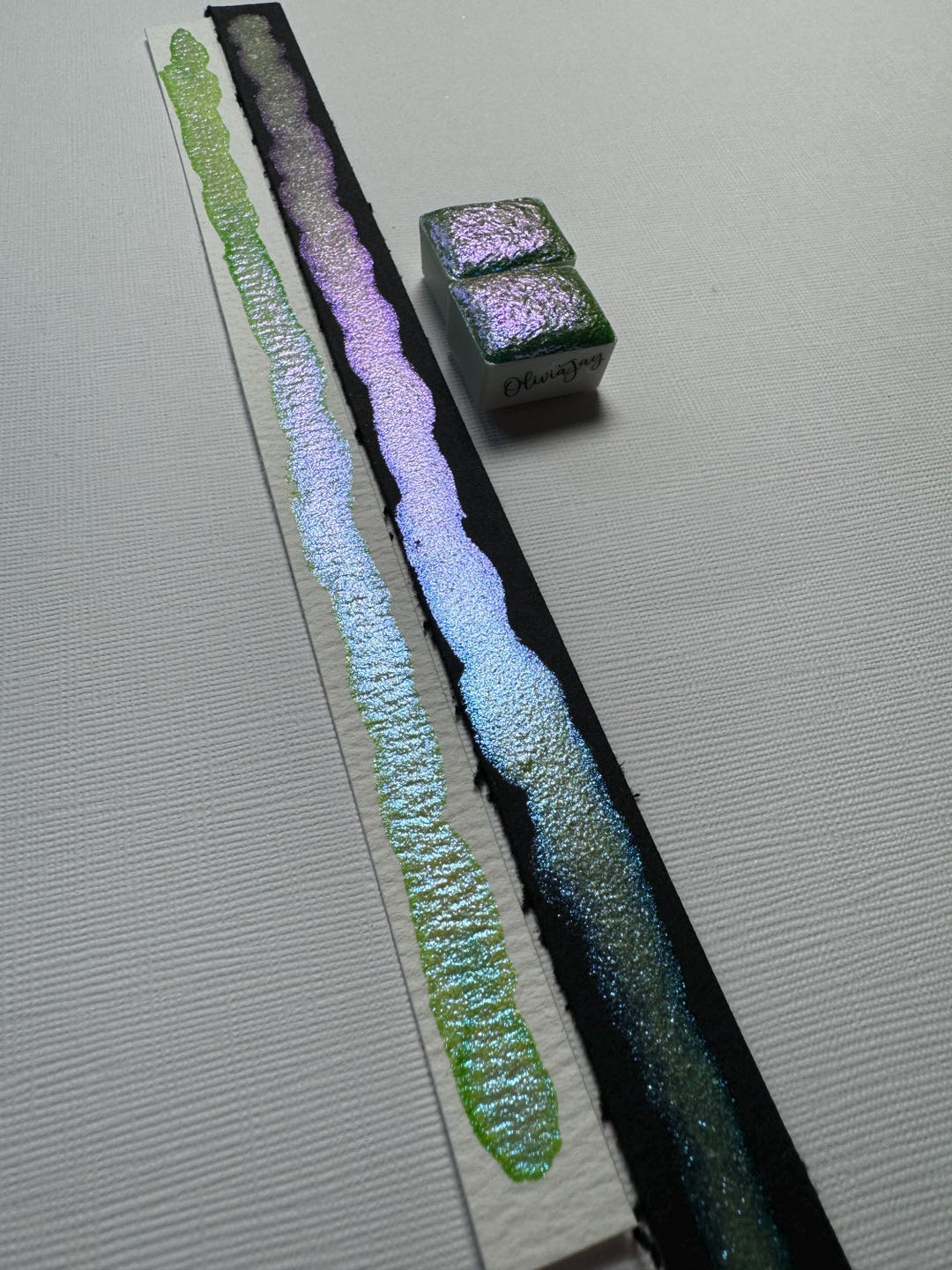 Goofy Shimmer Color Shift Green Purple Watercolor Paint Half Pan for ...