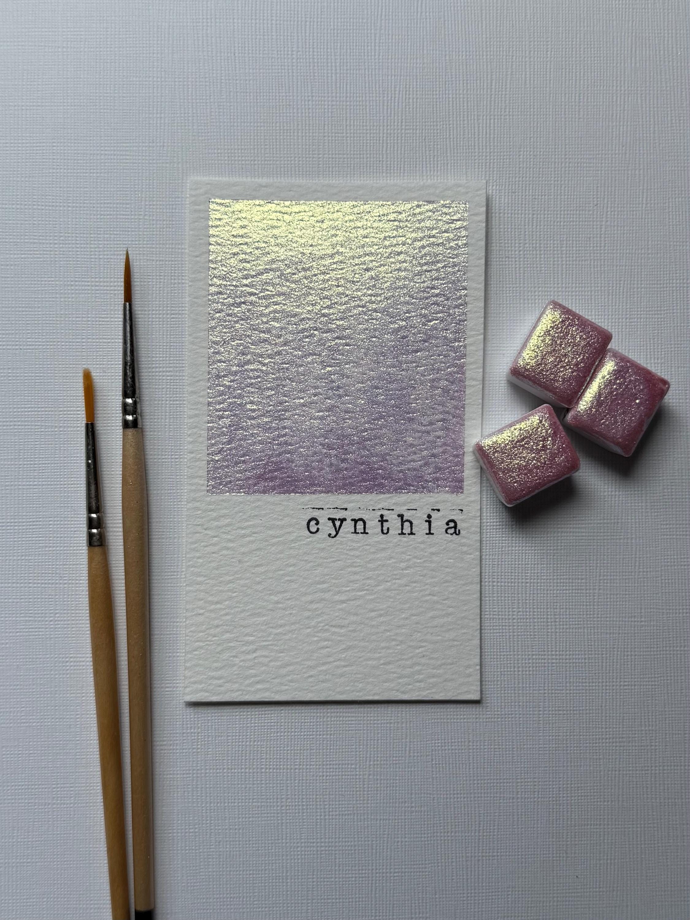 Cynthia Shimmer Glitter Pink Gold Colorshift Watercolor Paint Half Pan ...