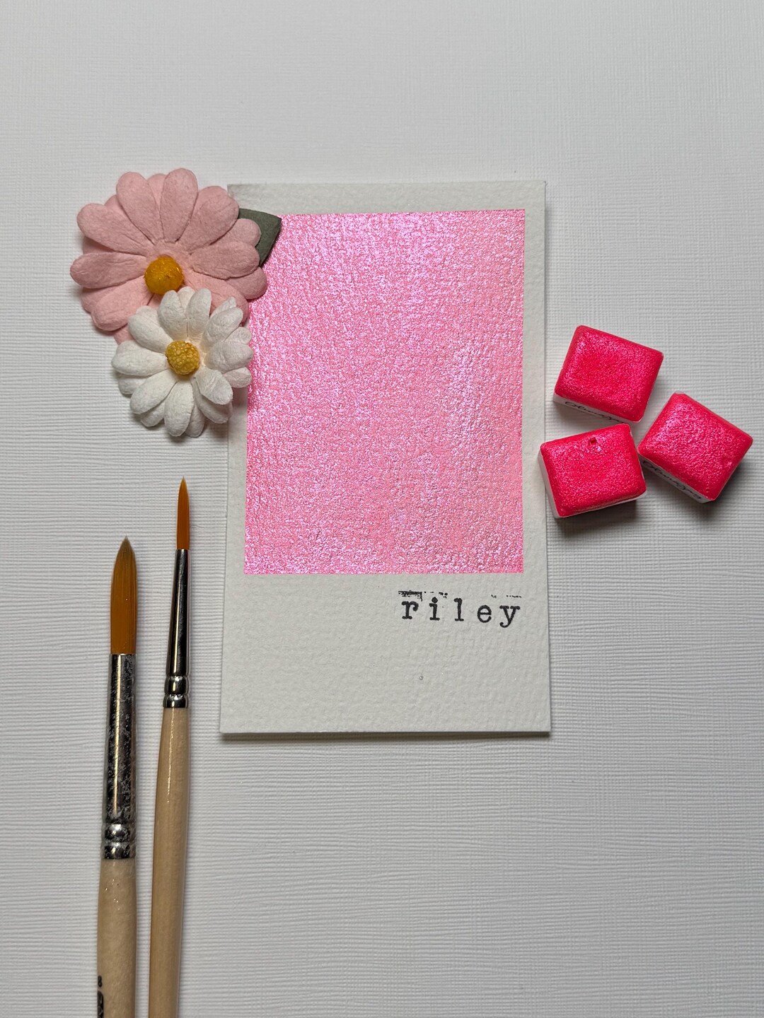 Riley Shimmer Pink Watercolor Paint Half Pan for Calligraphy, Art ...