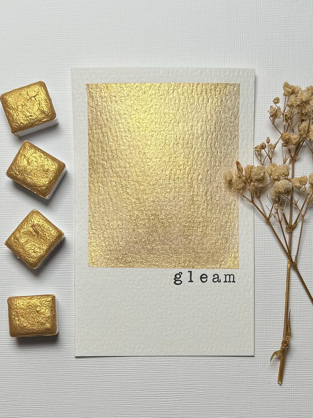 Gleam Shimmer Soft Gold Sheer Watercolor Paint Half Pan for Calligraphy ...