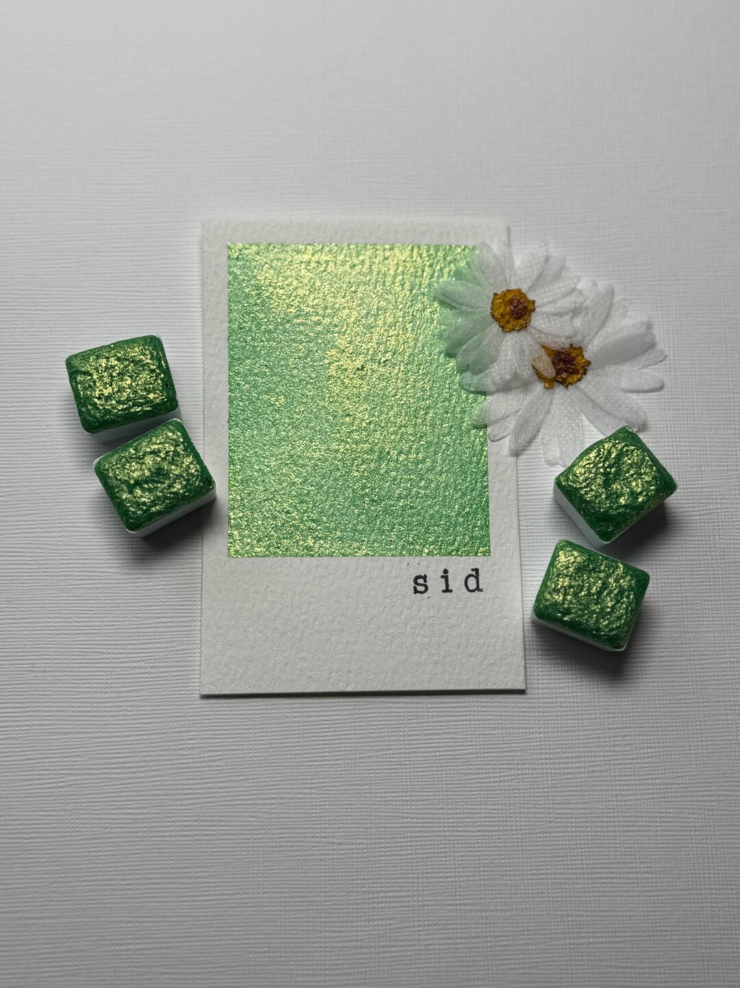 Sid Glitter Shimmer Green Watercolor Paint Half Pan for Calligraphy ...