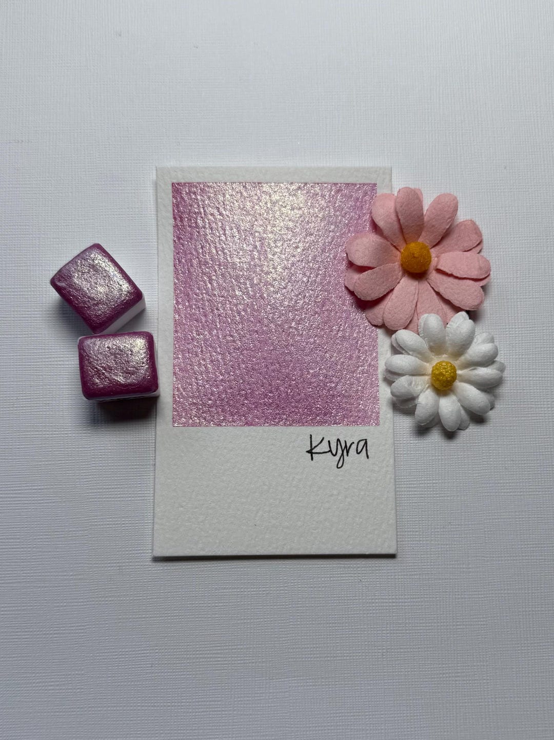 Kyra Pink Shimmer Glitter Watercolor Paint Half Pan for Calligraphy ...