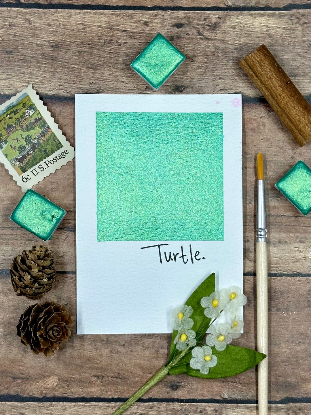 Turtle Green Shimmer Handmade Watercolor Paint for Painting, Lettering ...