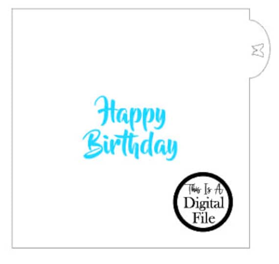 Digital Cut File Happy Birthday Cookie Stencil | Etsy