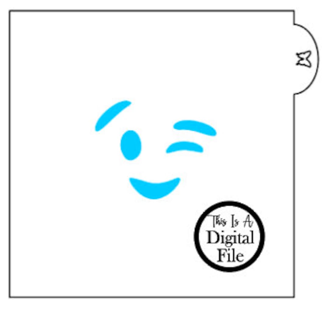 Digital Cut File, Winking Emoji Digital Cookie Stencil - Etsy