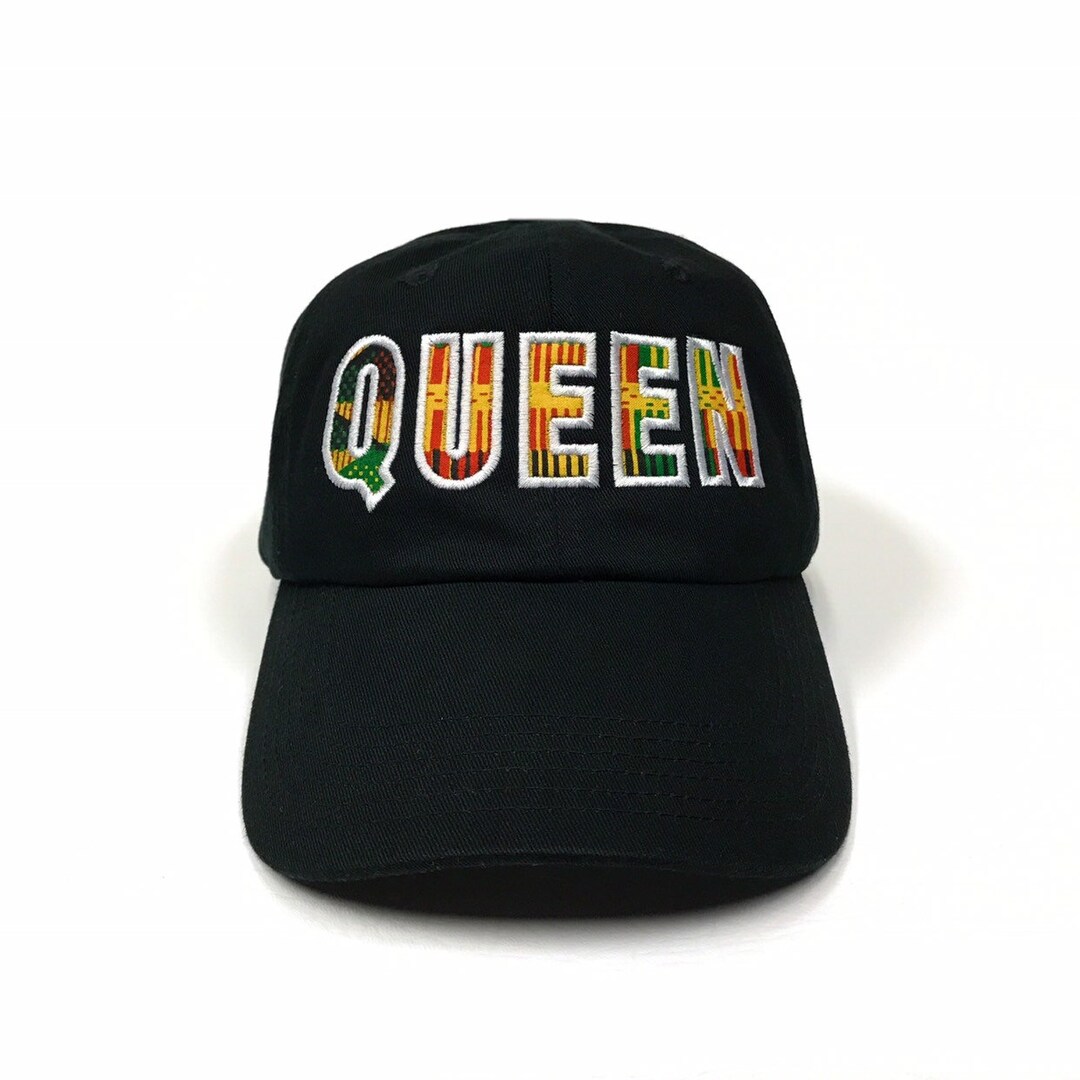 Queen Crown Cap. Applique Kente Print Fabric, Distressed Baseball Cap ...