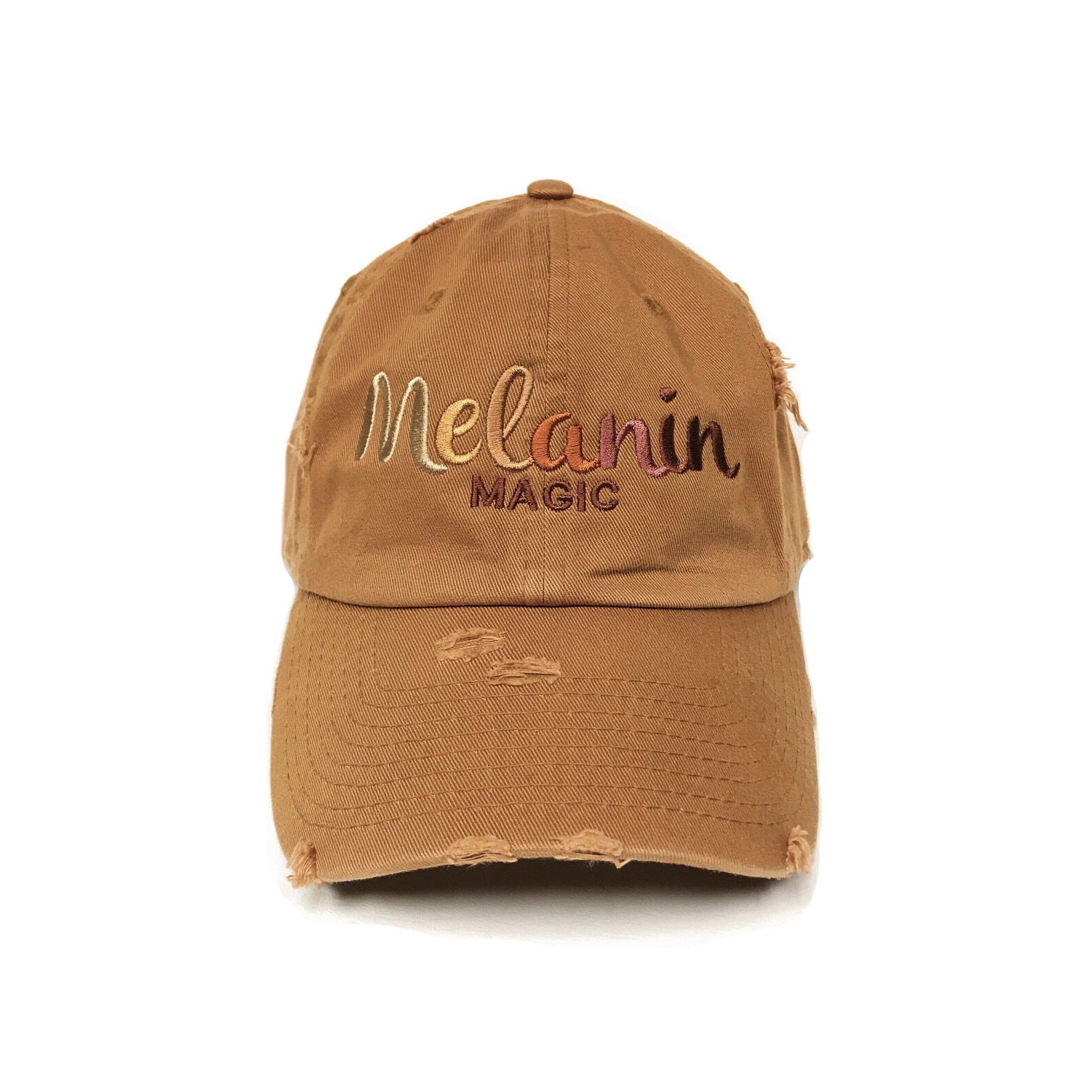 Melanin Magic Distressed Baseball Cap. Saddle Color Unisex Dad - Etsy