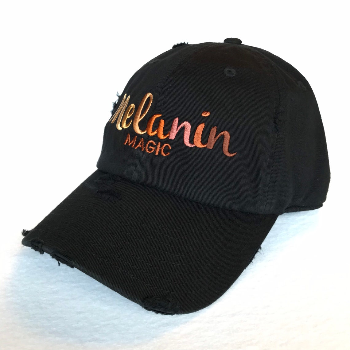 Melanin Magic Distressed Baseball Cap. Black Color Unisex Dad - Etsy