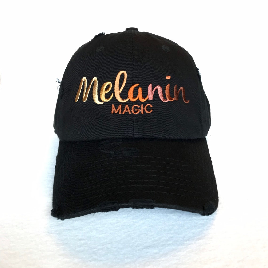 Melanin Magic Distressed Baseball Cap. Black Color Unisex Dad - Etsy