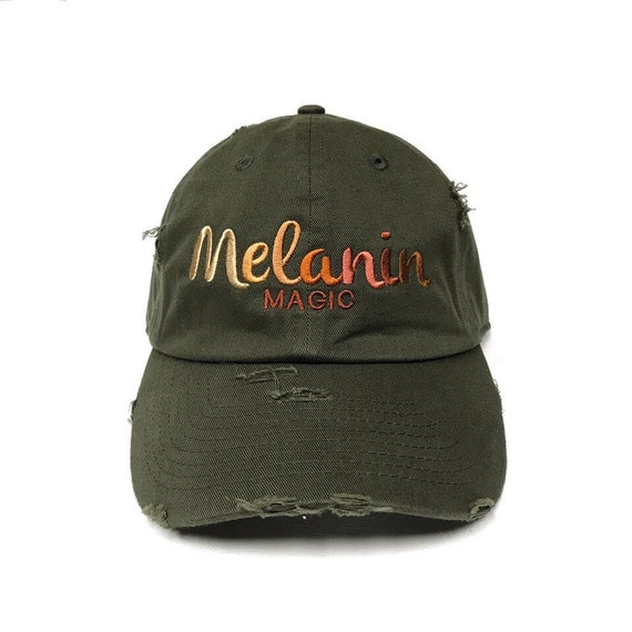 Melanin Magic Distressed Baseball Cap. Army Color Unisex Dad | Etsy