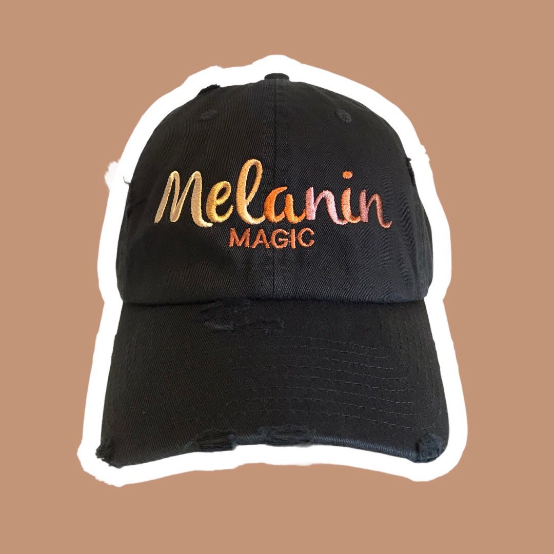 Melanin Magic Distressed Baseball Cap. Black Color Unisex Dad Hat. - Etsy