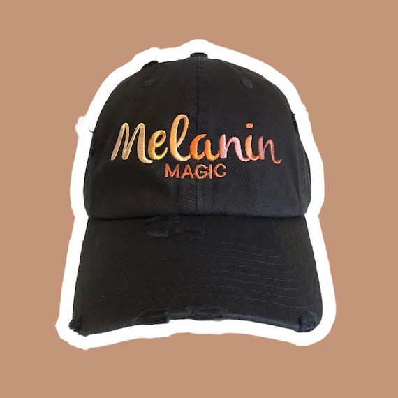 Melanin Magic Distressed Baseball Cap. Black Color Unisex Dad | Etsy