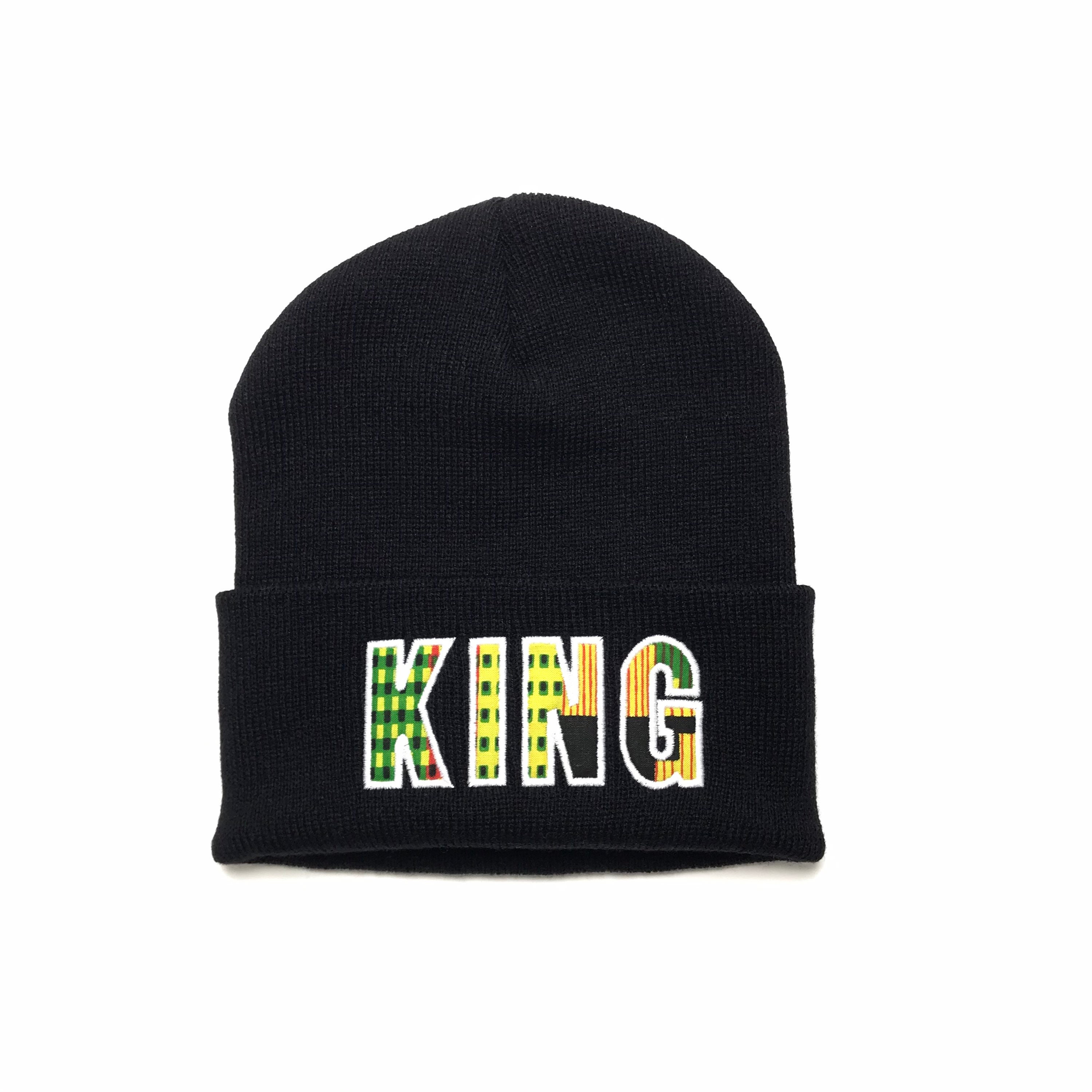 King and Queen Crown. Applique Kente Print Fabric Beanie . | Etsy
