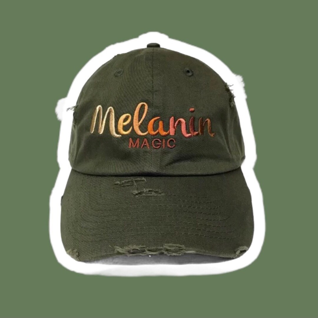 Melanin Magic Distressed Baseball Cap. Army Color Unisex Dad Hat. - Etsy