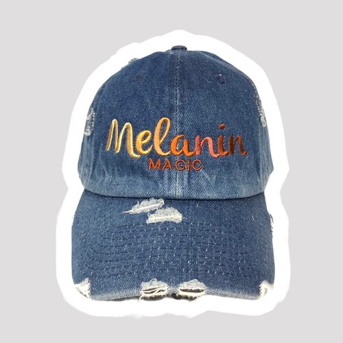 Melanin Magic Distressed Baseball Cap. Saddle Color Unisex Dad - Etsy
