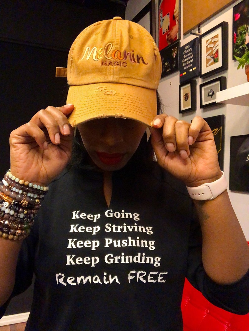 Melanin Magic Distressed Baseball Cap. Saddle Color Unisex Dad | Etsy