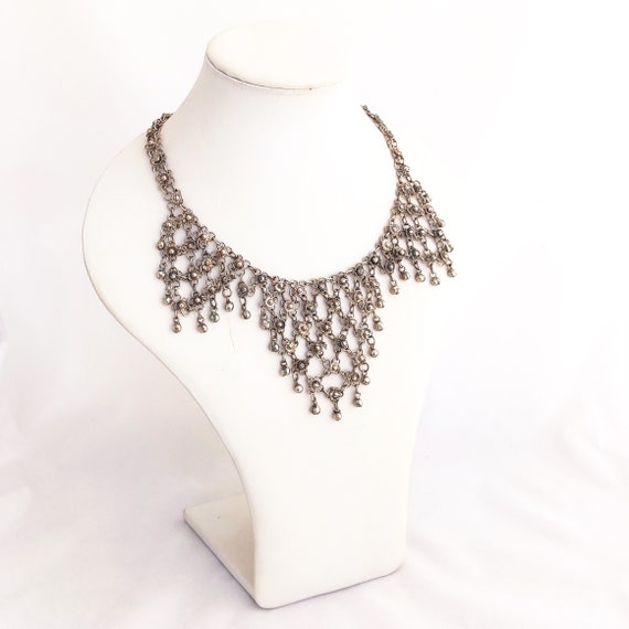 1960s alpaca Multi Link Mesh net Necklace - Gem