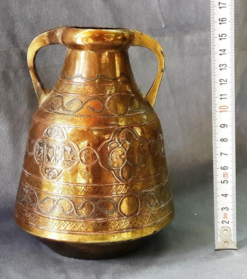 Islamic Pitcher Damascus Work Copper Silver Inlay 1940's - Etsy