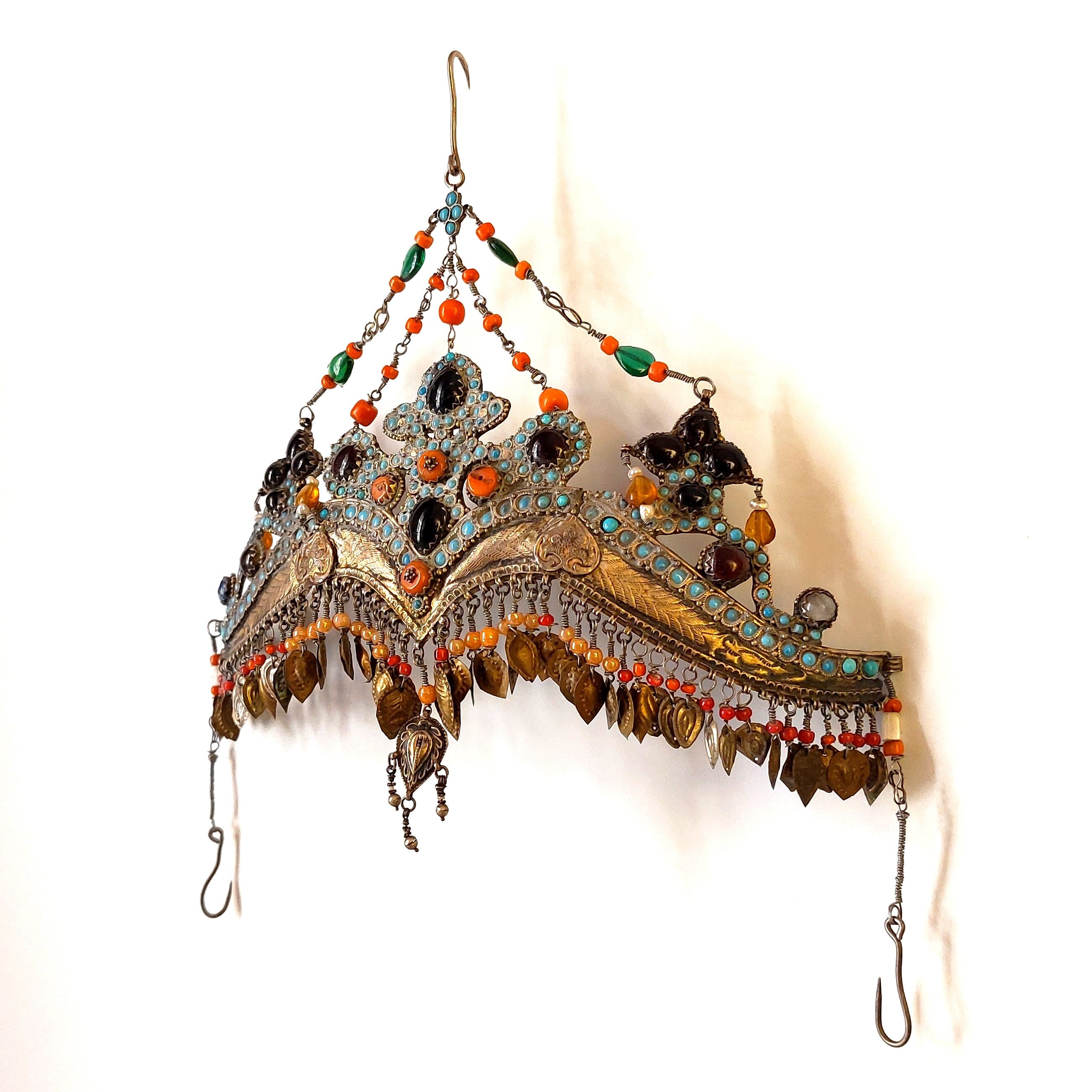 Antique Uzbek Bukhara Wedding Crown Uzbekistan Gilded Silver Copper ...