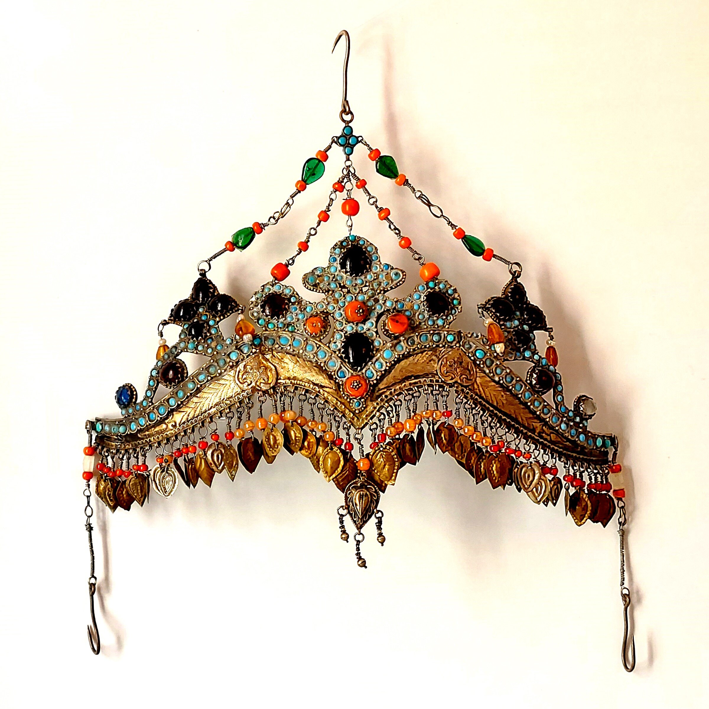 Antique Uzbek Bukhara Wedding Crown Uzbekistan Gilded Silver Copper ...