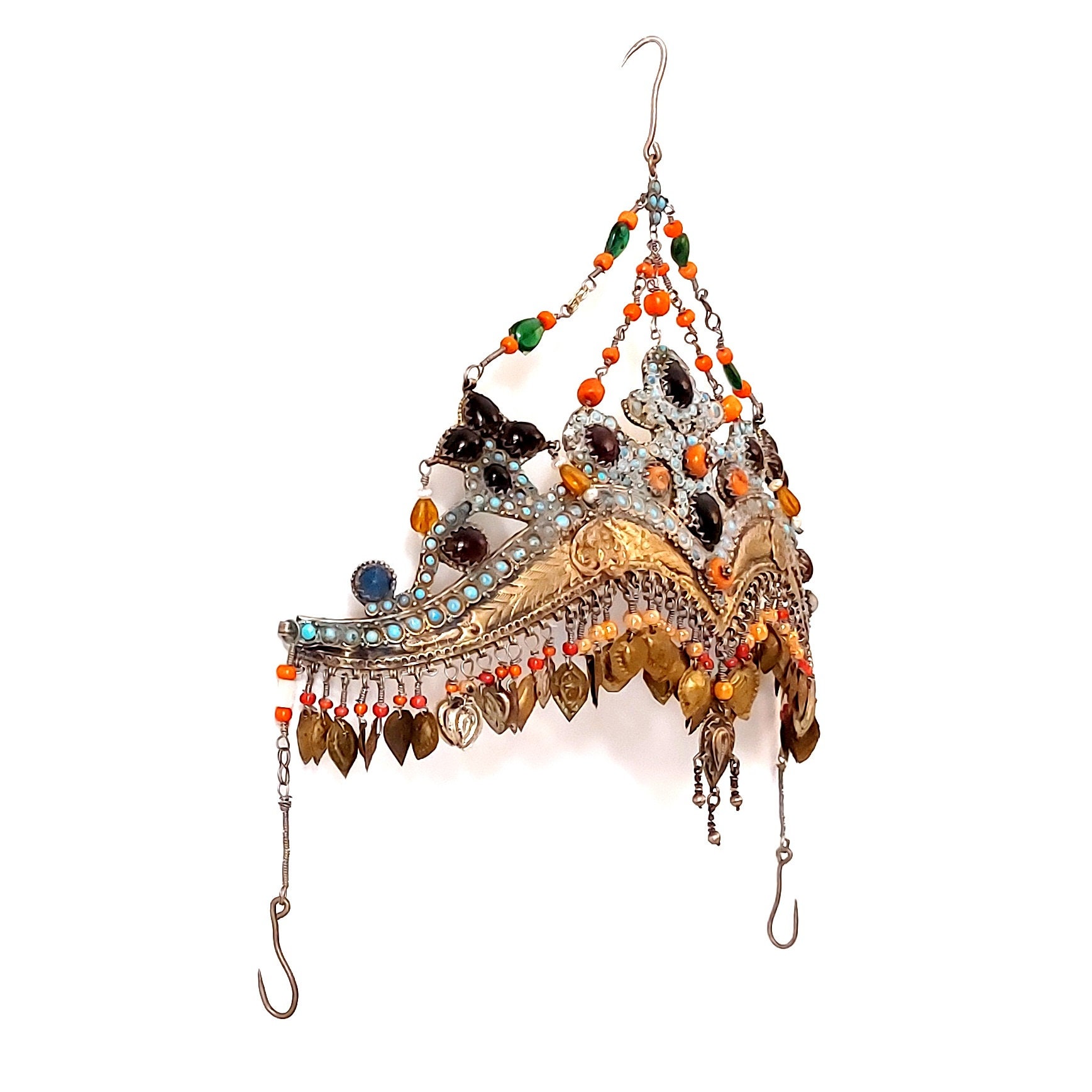 Antique Uzbek Bukhara Wedding Crown Uzbekistan Gilded Silver Copper ...