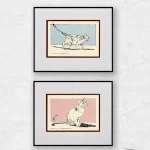 2 Vintage Cat Art Prints by International Artist Barry Barnett, 1989 ...