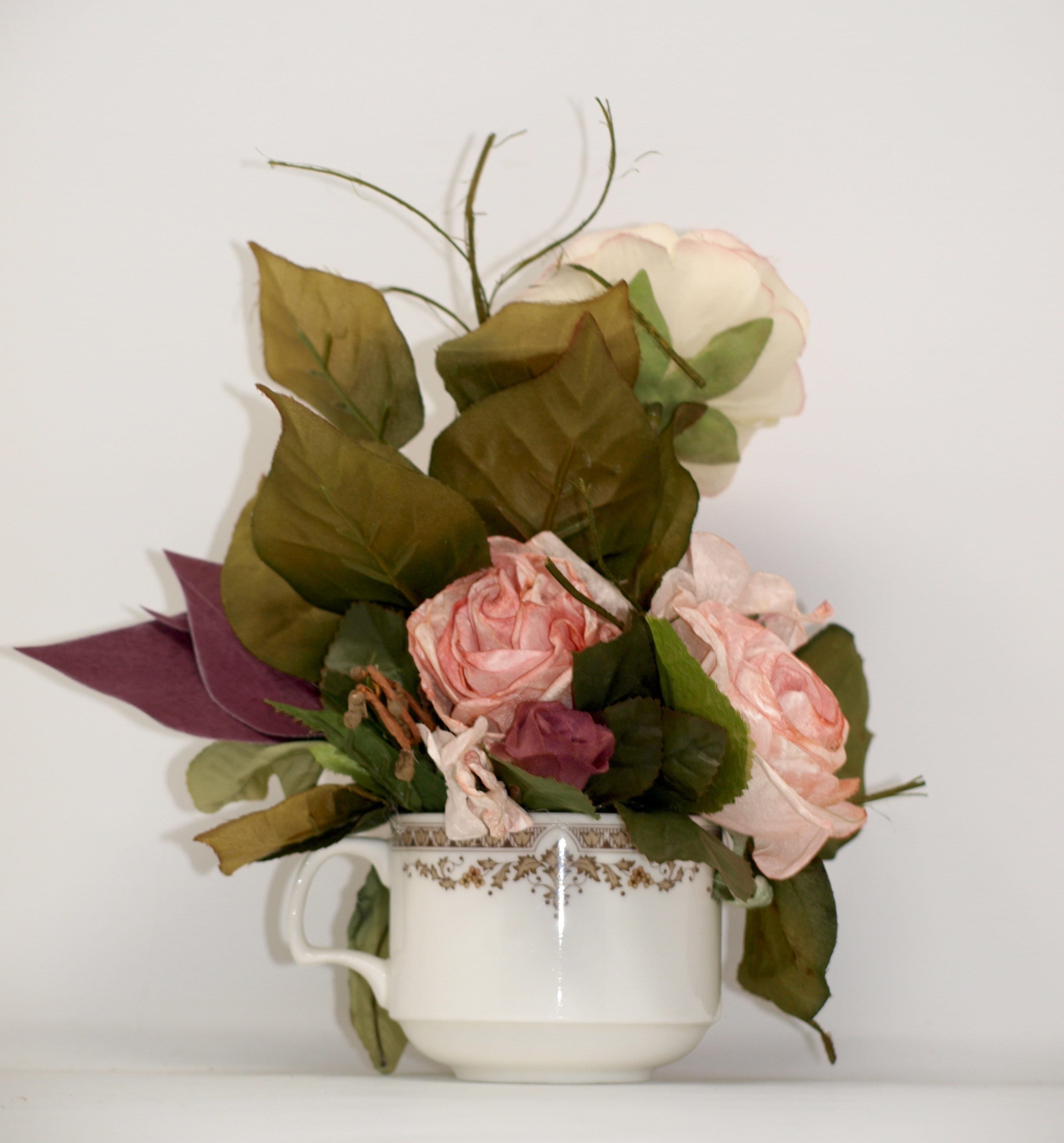 Teacup Silk Flower Arrangement Teacup Flowers Vintage Tea | Etsy