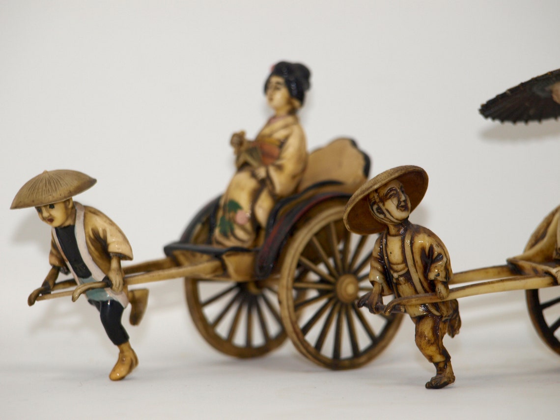 Collection of 4 Celluloid Japanese Rickshaws Plastic - Etsy