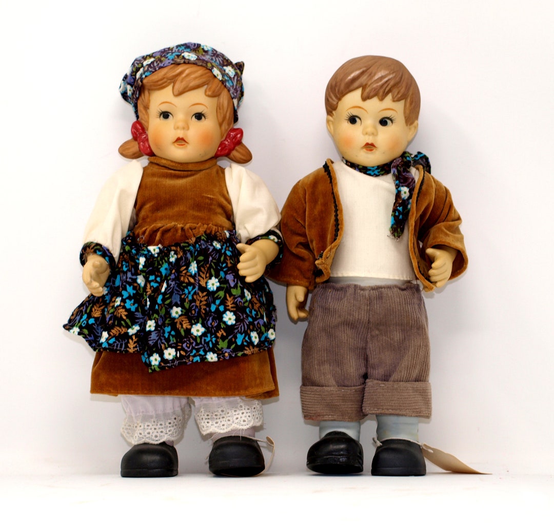 Vintage Hand Painted Hansel and Gretel. Bisque Porcelain Alpine Dolls ...