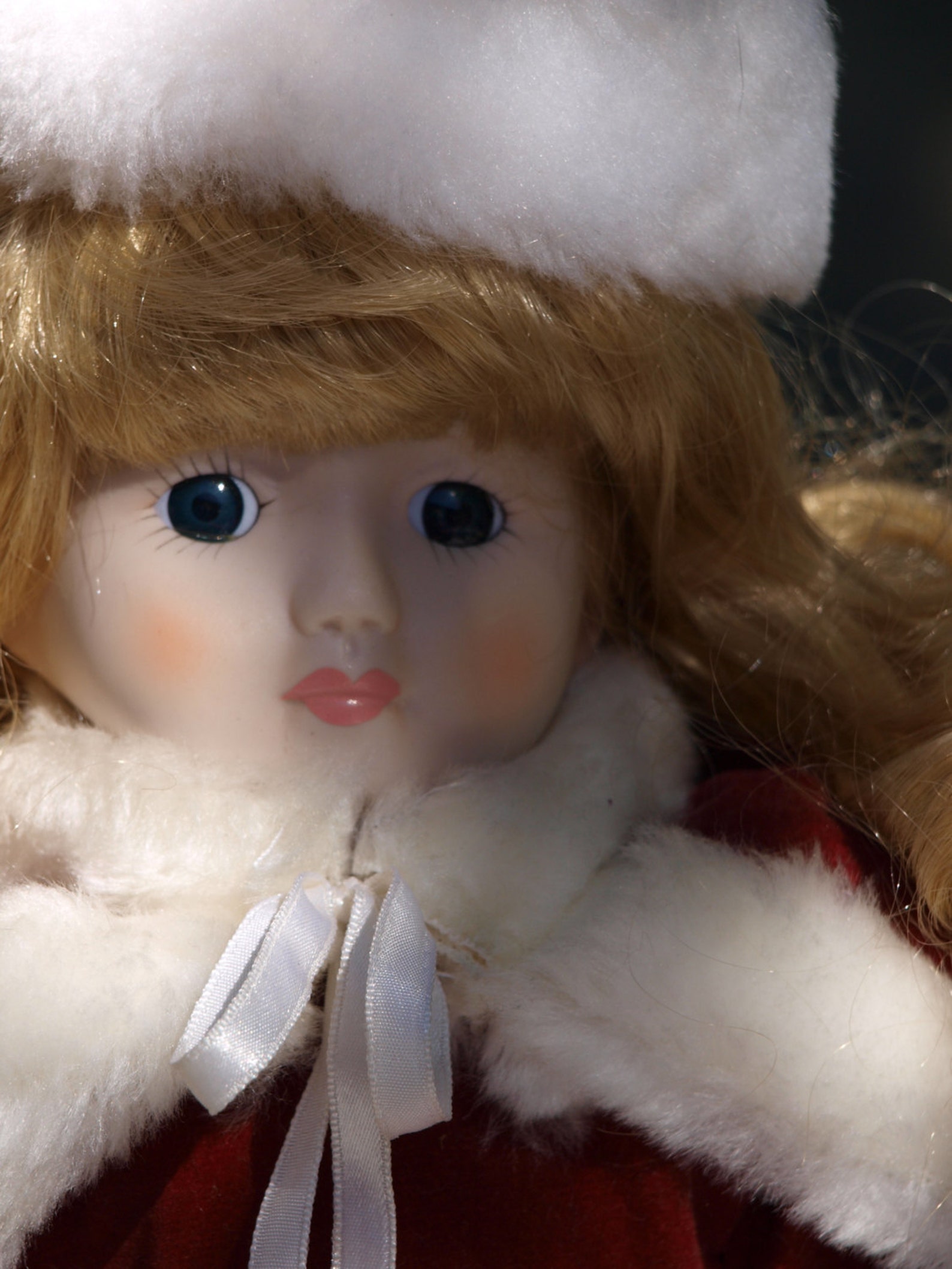 Pretty Vintage Porcelain Doll With Red Velvet Winter Outfit - Etsy