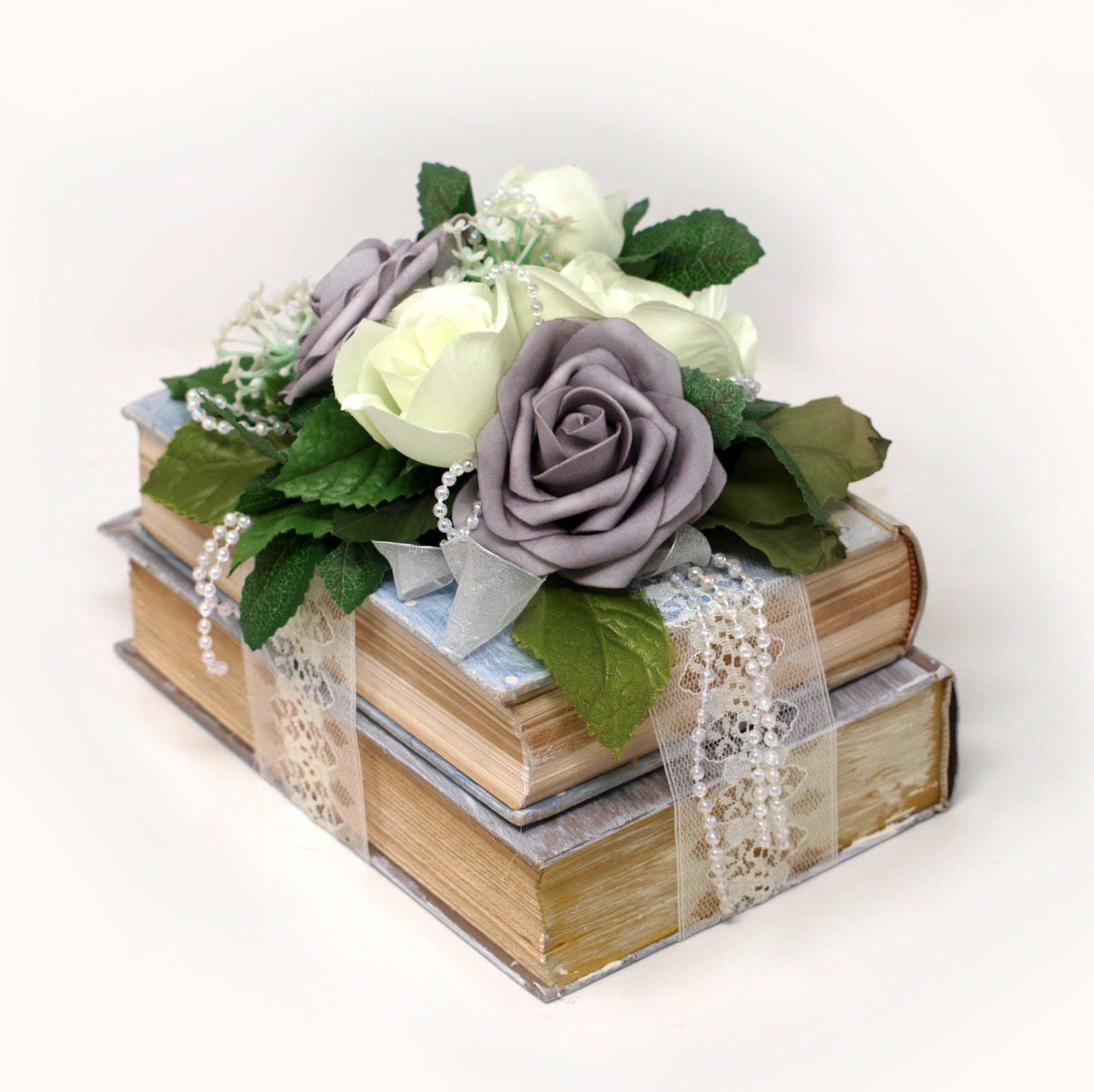 Shabby Chic Floral Arrangement Centerpiece. Roses Upcycled | Etsy